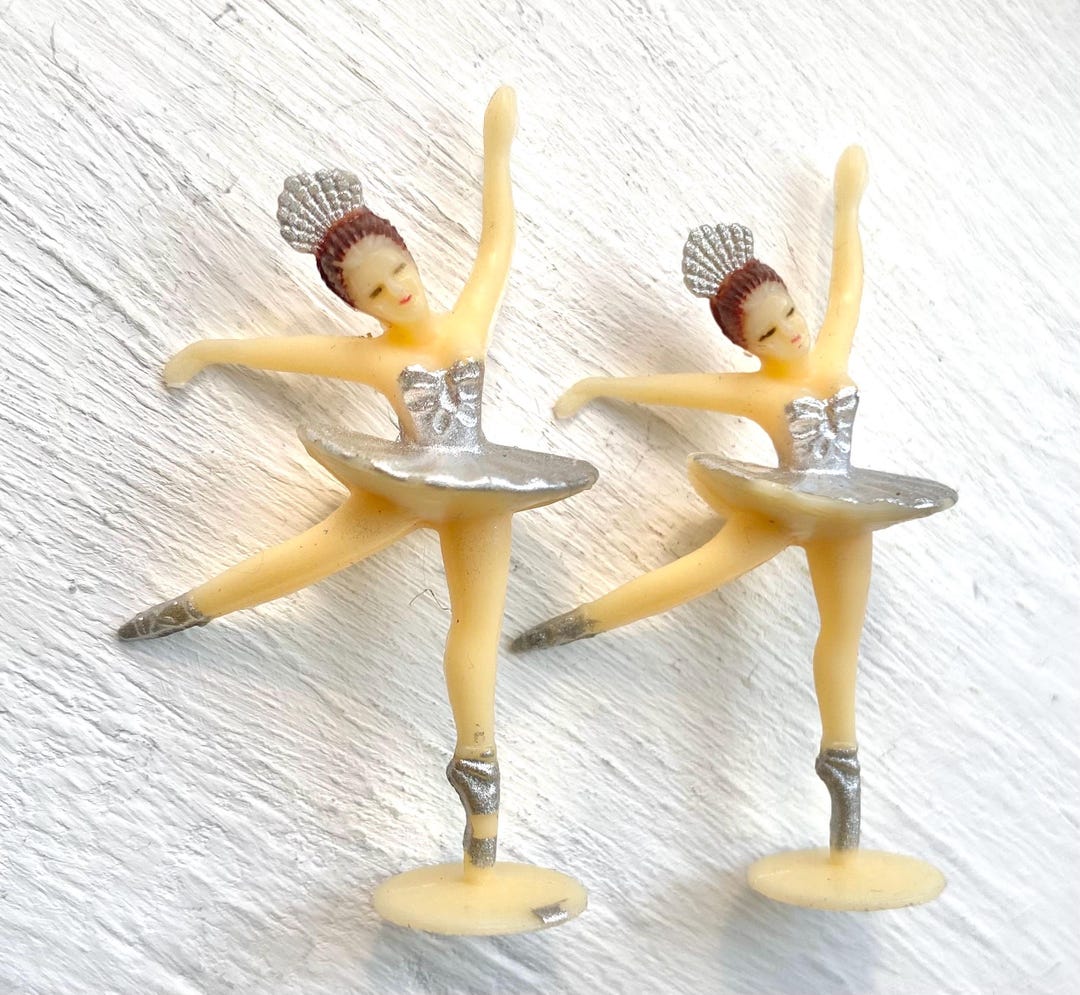 8 Vintage Style Miniature Ballerina Party Favor, Cake Topper, Plastic ...