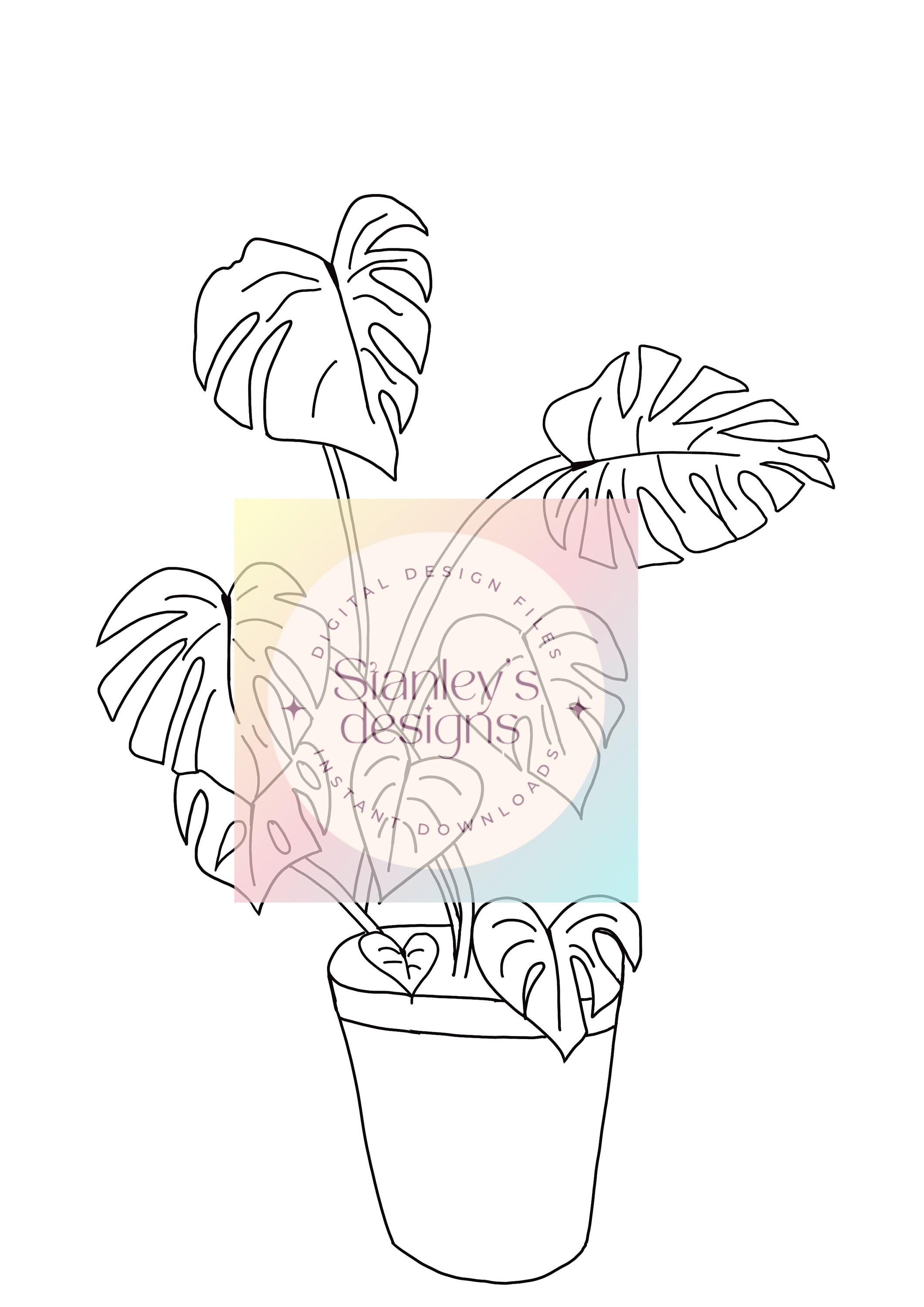 Plant Digital Design, Monstera Plant Art, Indoor Plant Art, Transparent ...