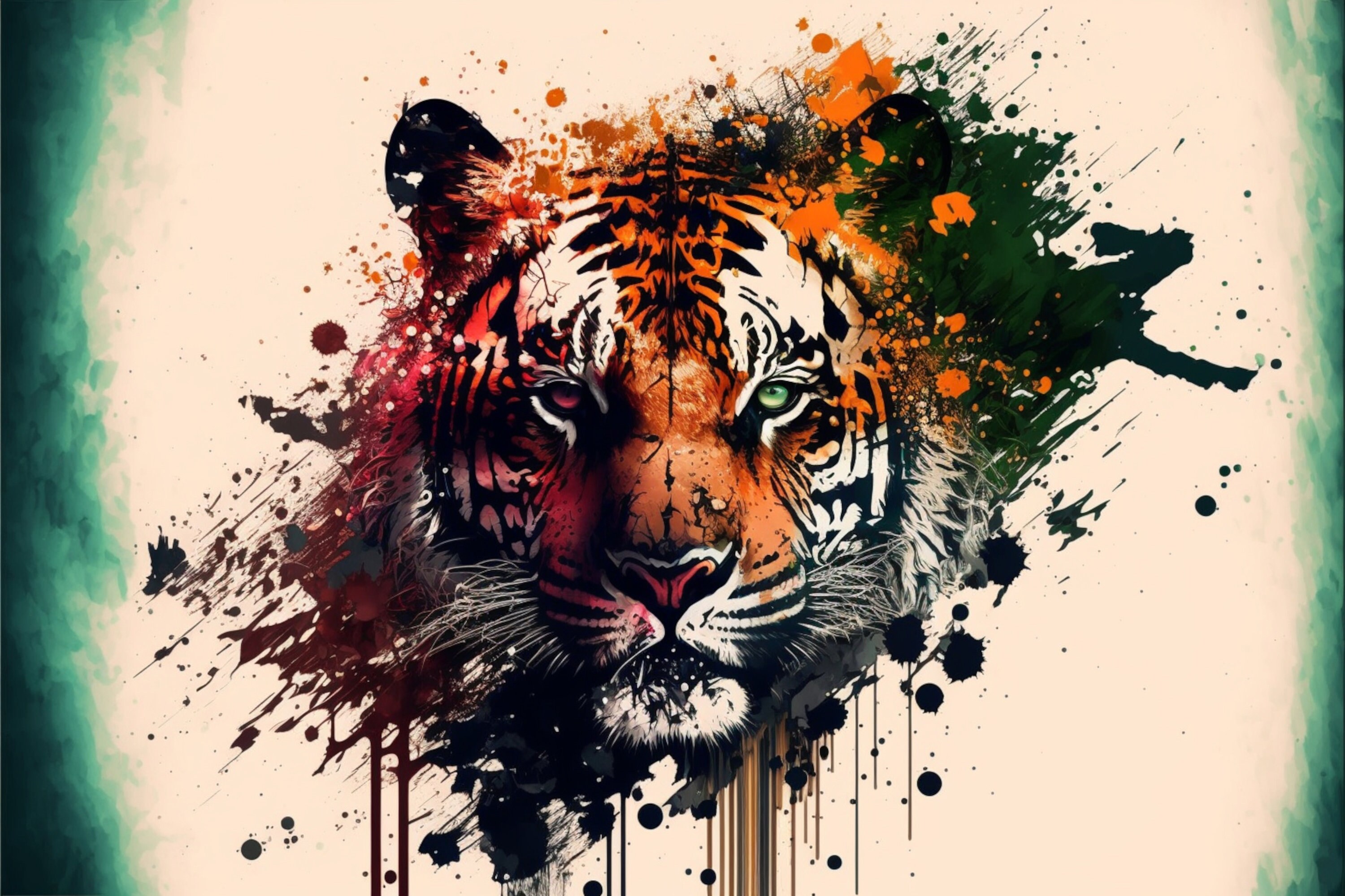Splatter Paint Tiger Pattern