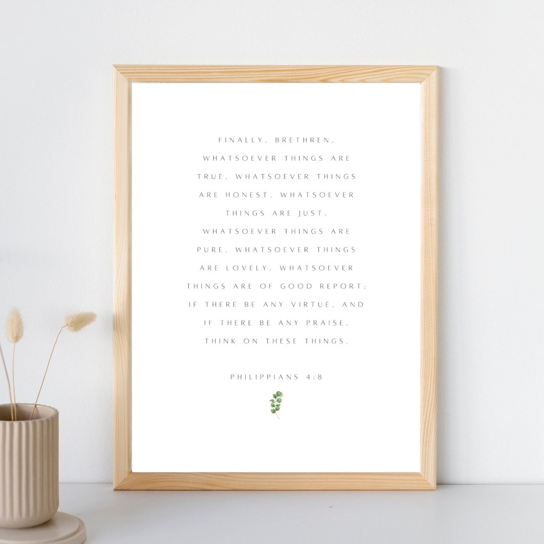 Think on These Things Poster | Philippians 4:8 | Digital Download ...
