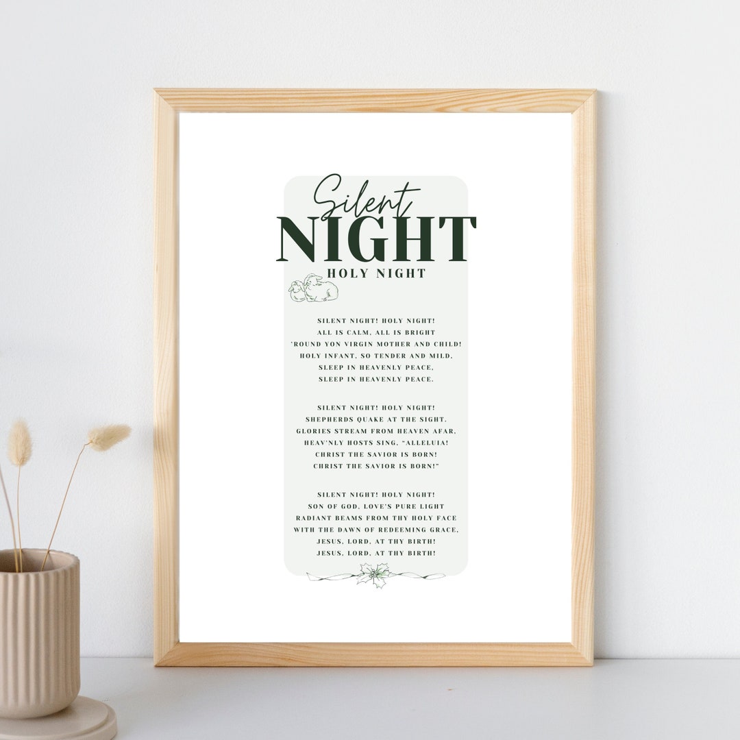 Silent Night Poster | Digital Download | Christmas Carol Wall Art ...
