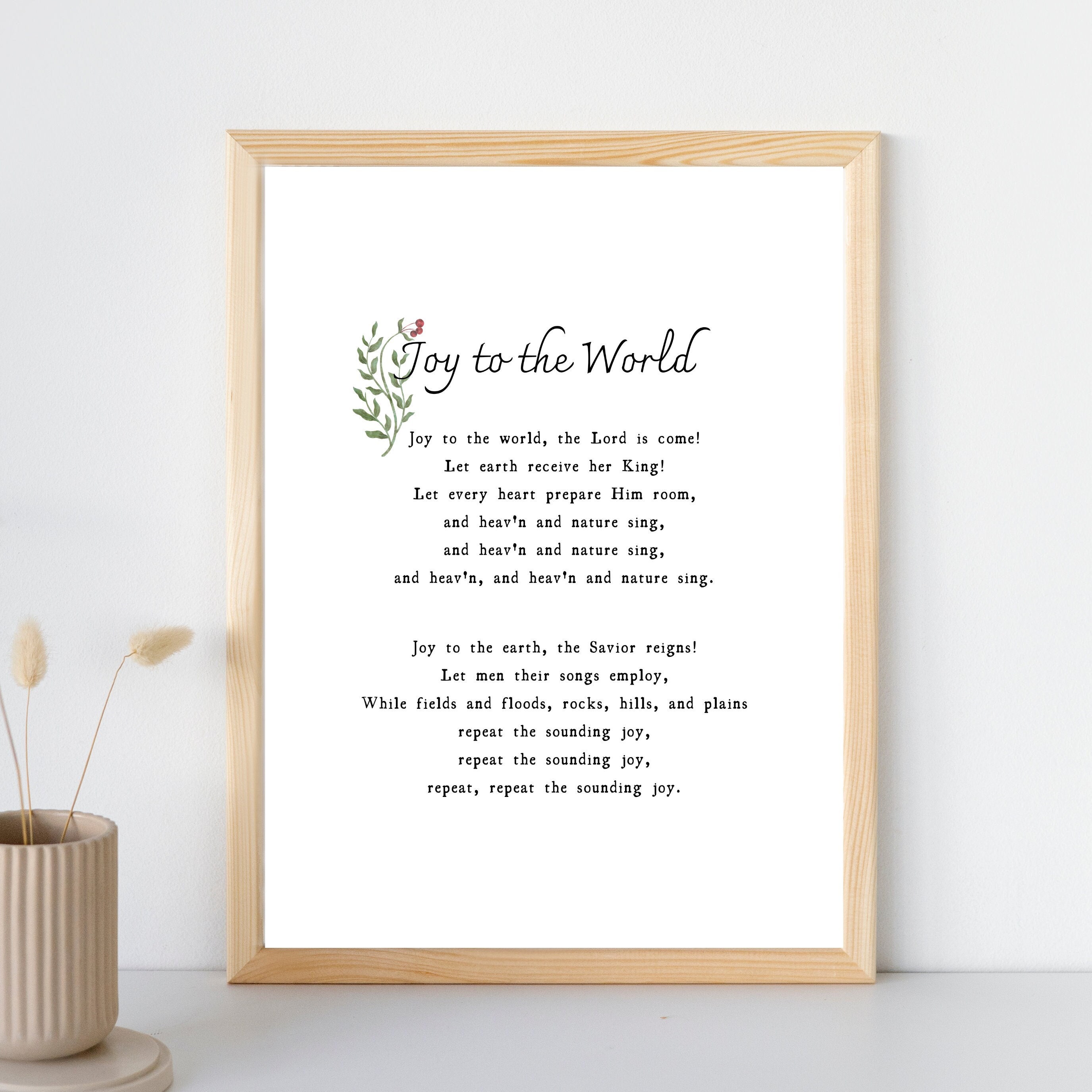 Joy to the World Poster | Digital Download | Christmas Carol Wall Art ...