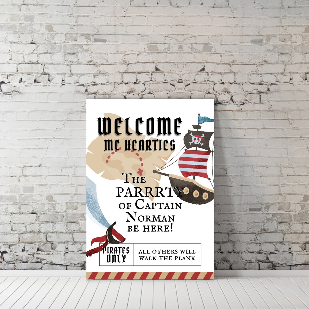Pirate Birthday Party Welcome Sign | Editable | Digital | Printable ...
