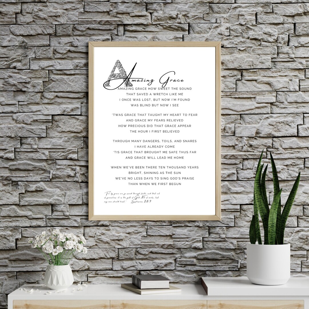 Amazing Grace Poster Digital Download Christian Wall Art Printable Hymn ...