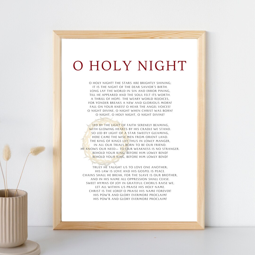 O Holy Night Poster | Digital Download | Christmas Carol Wall Art ...