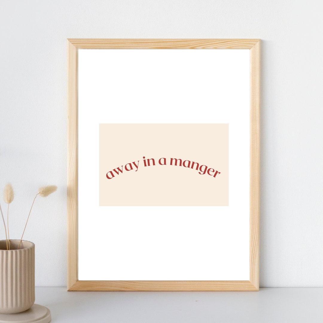 Away in a Manger Poster Digital Download Christmas Carol Wall Art ...