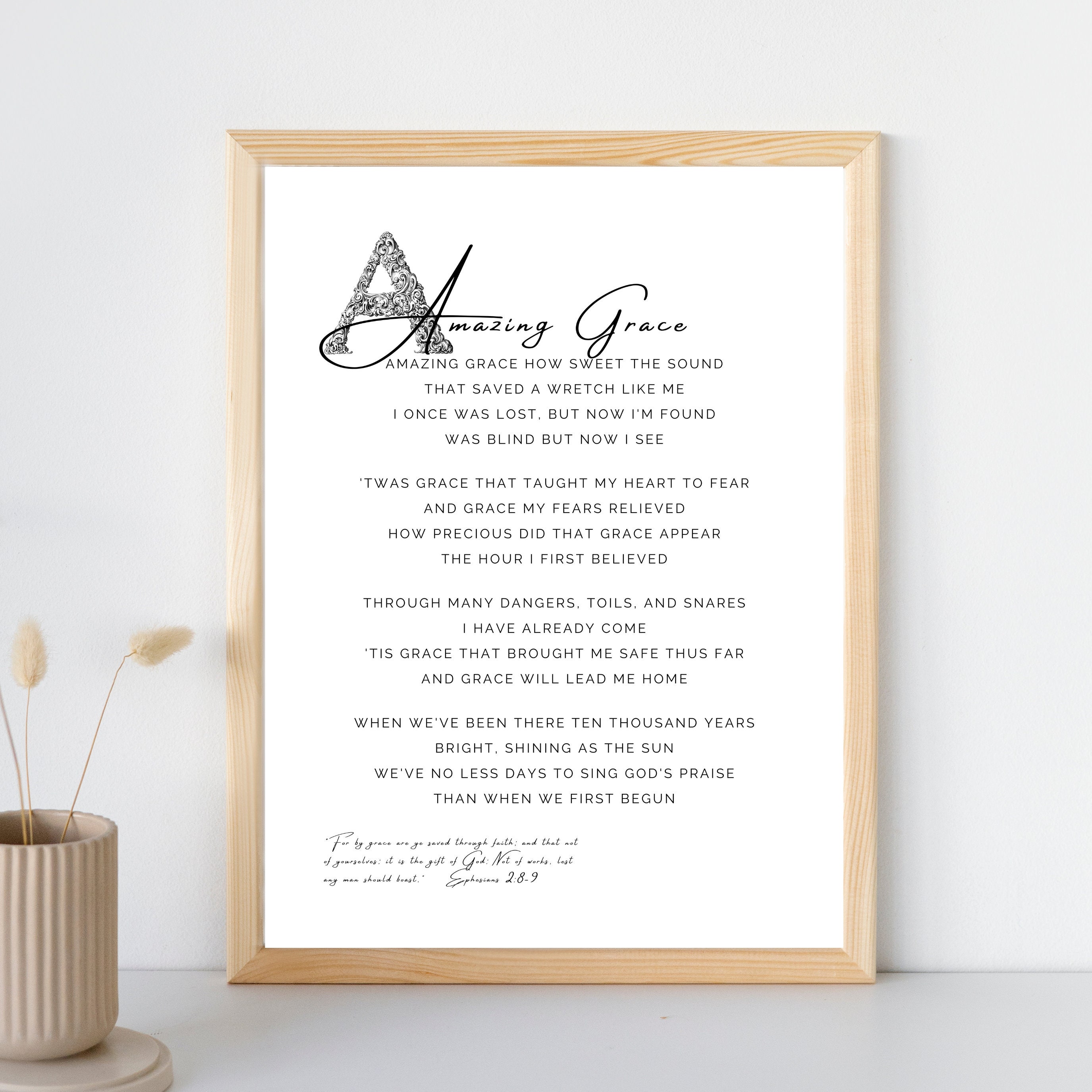 Amazing Grace Poster Digital Download Christian Wall Art Printable Hymn ...