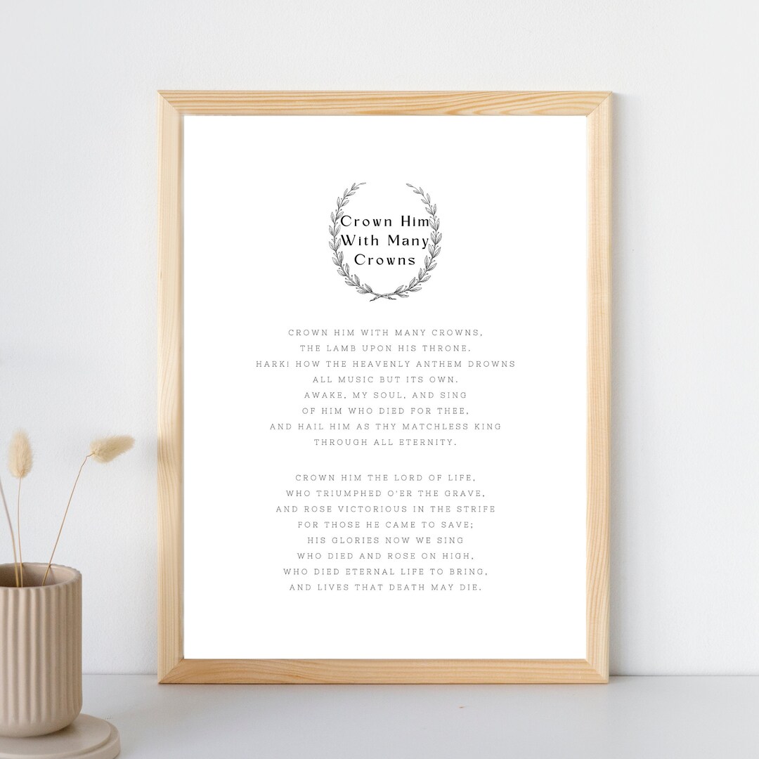 Crown Him With Many Crowns Poster | Easter Hymn Home Decor | Digital ...