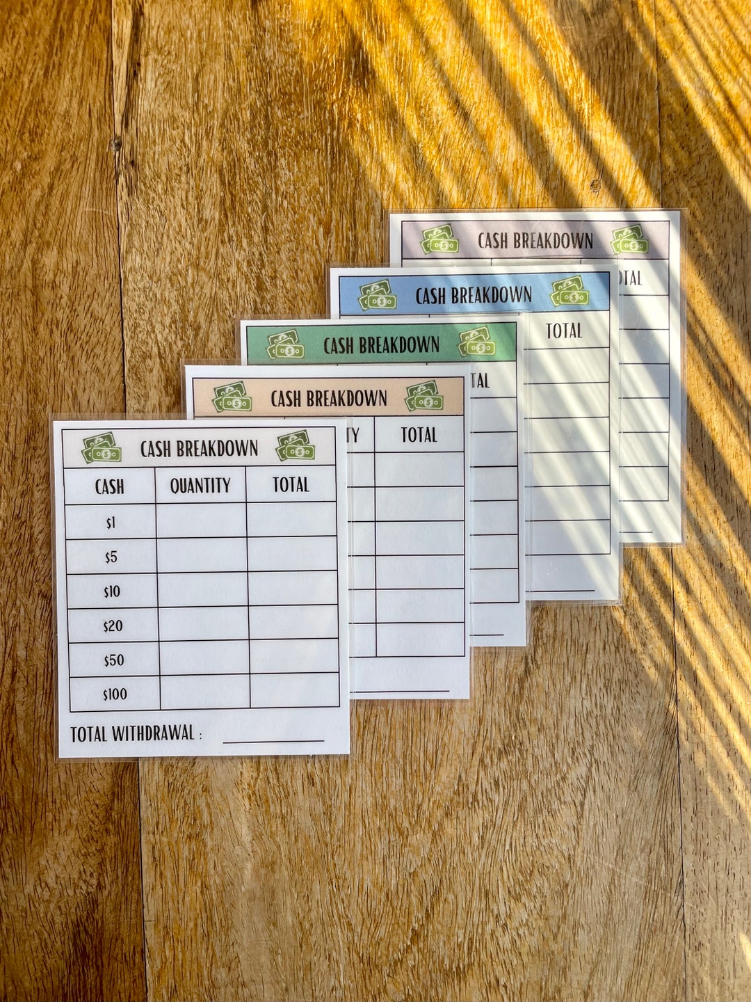 Laminated Vellum or Cardstock Cash Slips - Etsy UK