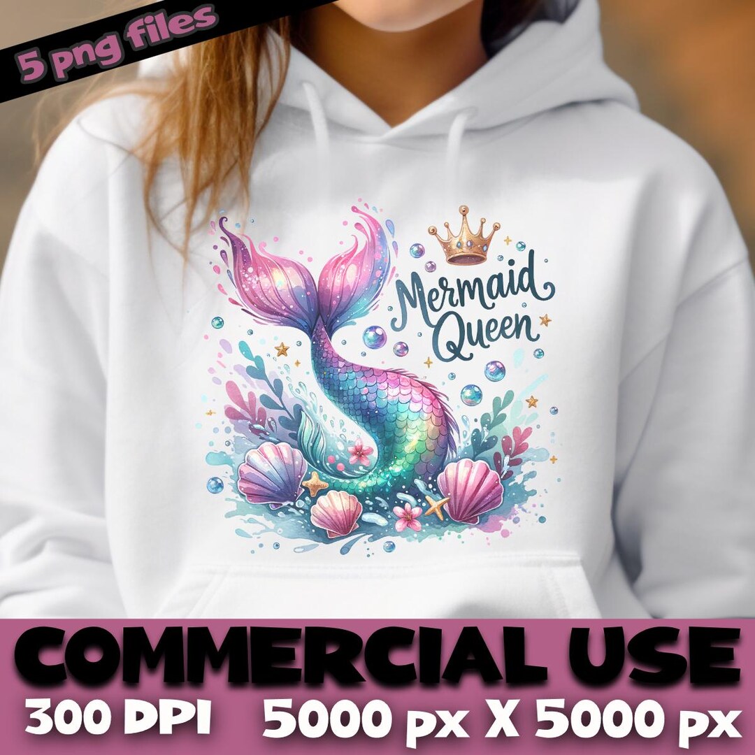 Watercolor Mermaid Tail Splash PNG Bundle - “mermaid Party” Quote With ...