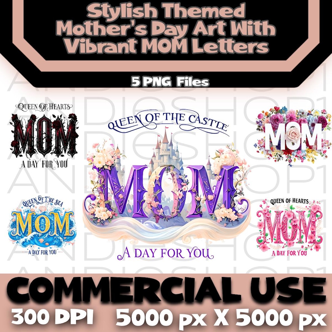Stylish Mother's Day MOM Letters Clipart Bundle | Vibrant PNG Images ...