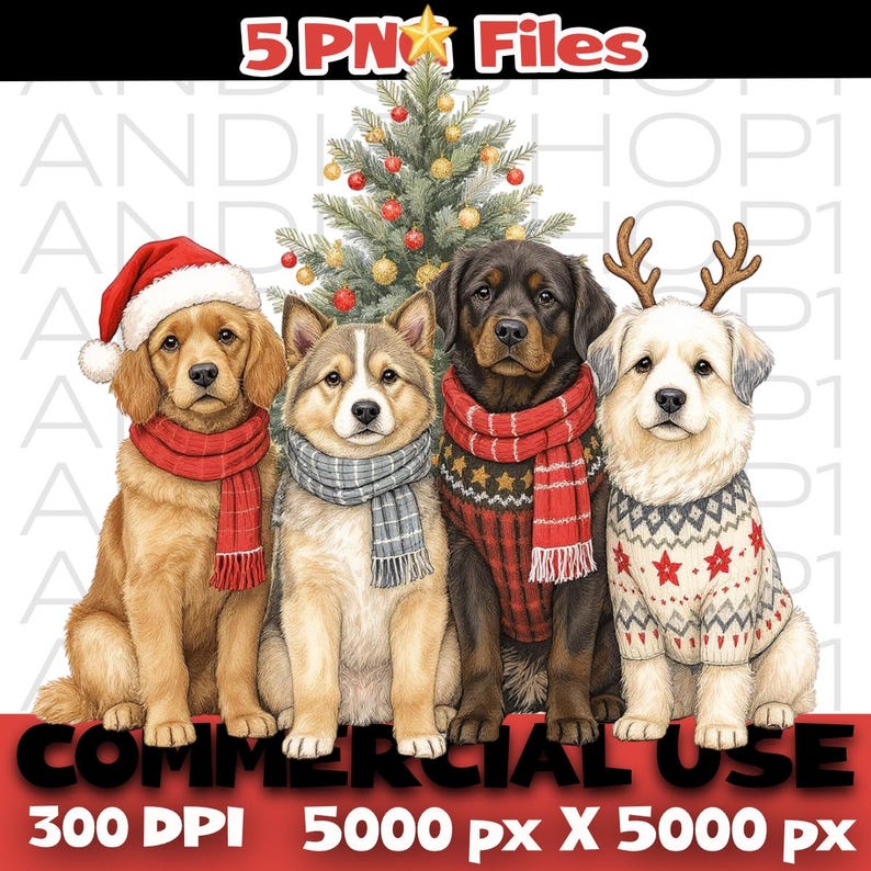 Christmas Dogs PNG Bundle, Holiday Puppy Clipart (digital Download) - Etsy