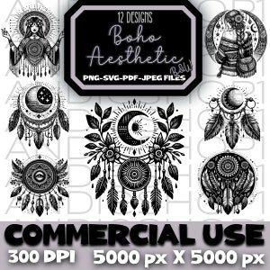 Svg Image File Png Boho Clipart Pdf Digital Download Jpeg Boho Files ...