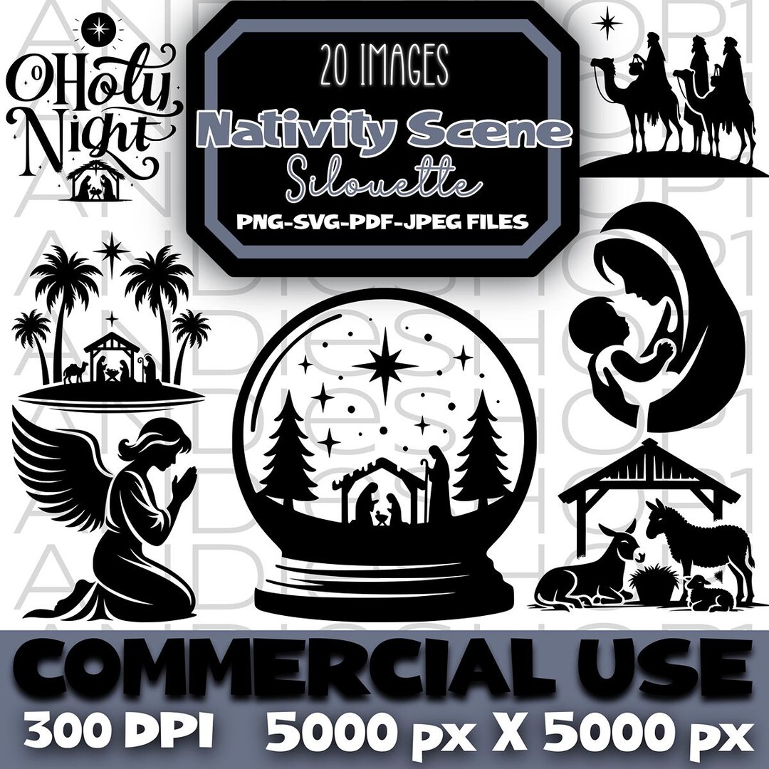 Nativity Scene Svg Png Jpg Pdf Files Baby Jesus Clipart Angel Instant ...