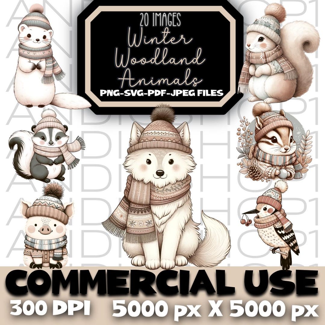 Winter Woodland Animal Svg Image File Png Clipart Pdf Digital Download ...