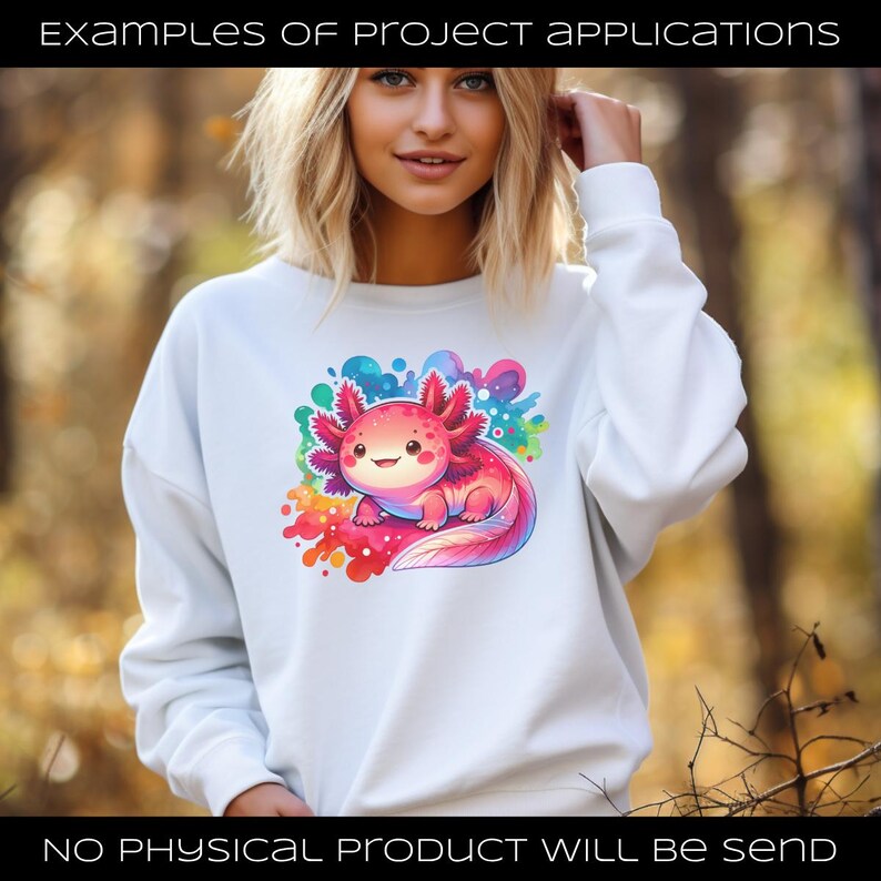 Cartoon Red Axolotl Watercolor Splash PNG Bundle, Digital Instant ...