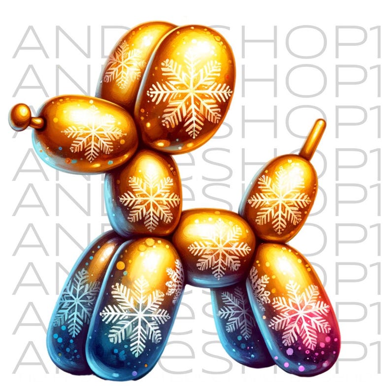 Snowflake Balloon Dog PNG Bundle, Winter Clipart - Etsy