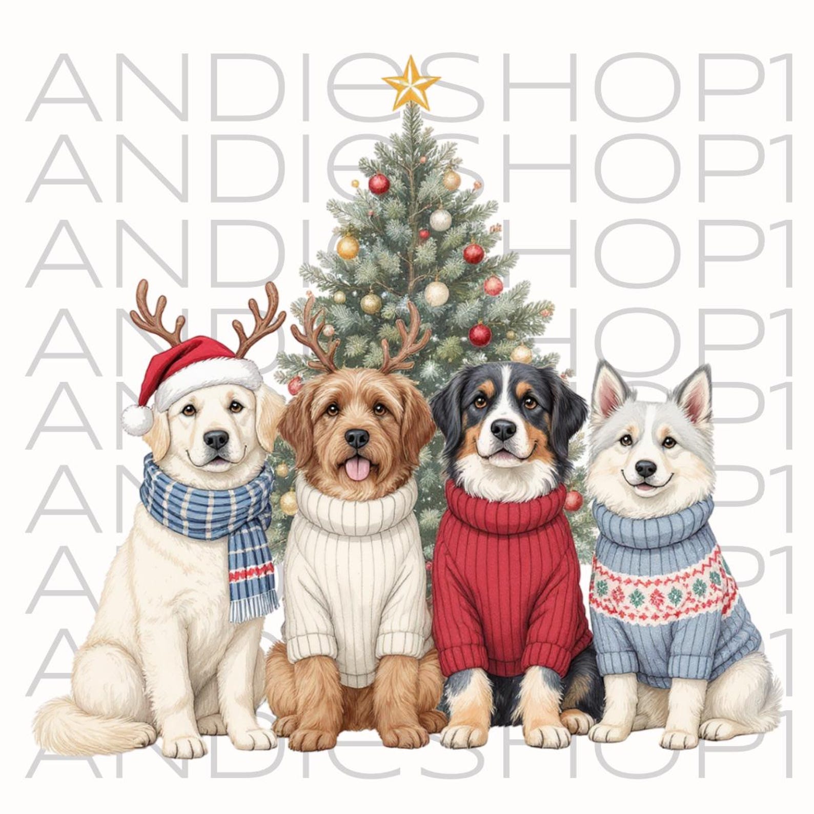 Christmas Dogs PNG Bundle, Holiday Puppy Clipart (digital Download) - Etsy