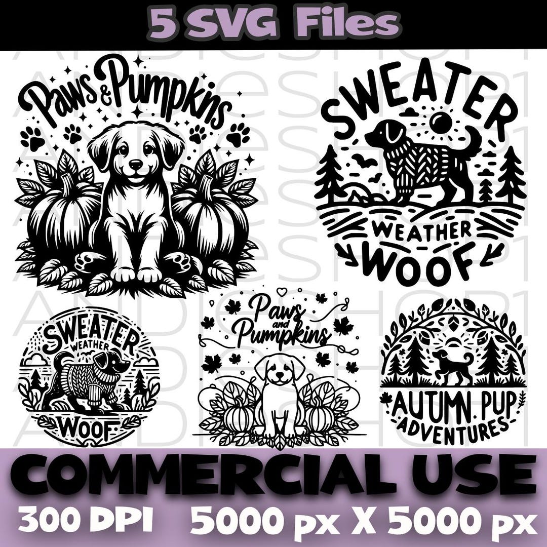 Autumn Dog SVG Bundle | Pumpkin Pup Designs, Fall Pet Clip Art - Etsy