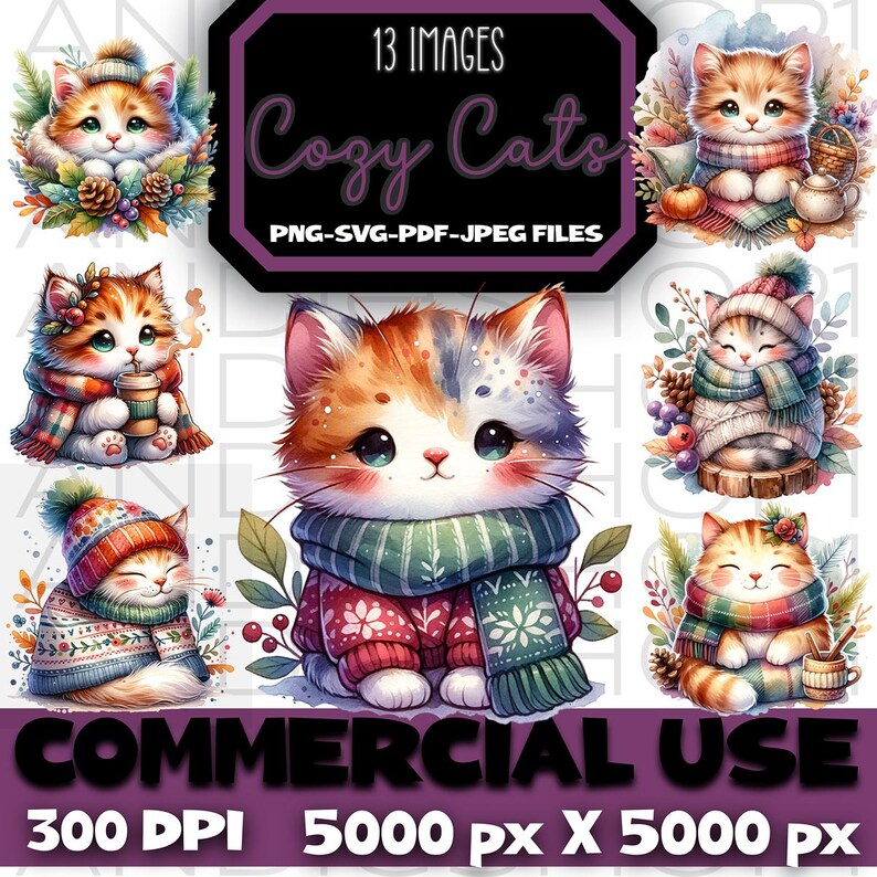 Svg Png Pdf Jpeg Files Cozy Winter Cats Bundle Files Winter Cold Funny ...