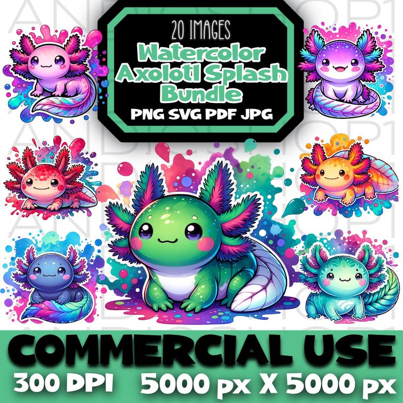 Axolotl Design Png Files Cute Axolotl Clipart Salamander Instant ...