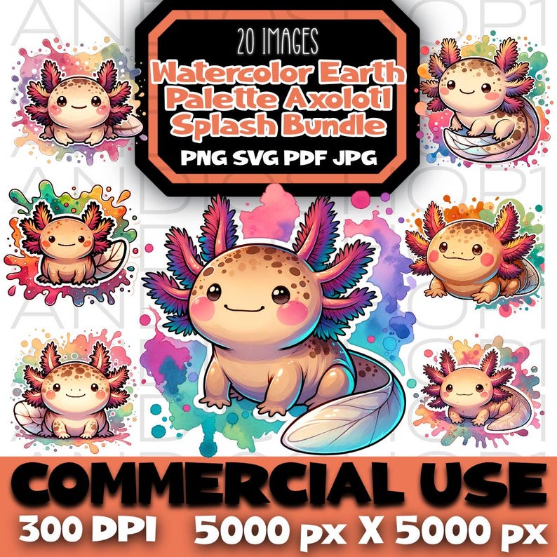 Axolotl Design Svg Png Jpg Pdf Files Cute Axolotl Clipart Salamander ...