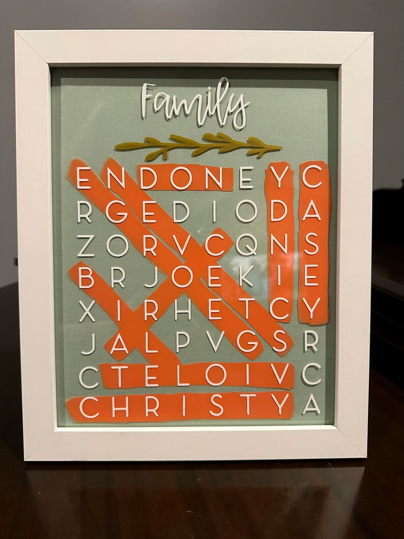 Personalized Word Search Art Unique Gift Customized Word Search Family ...
