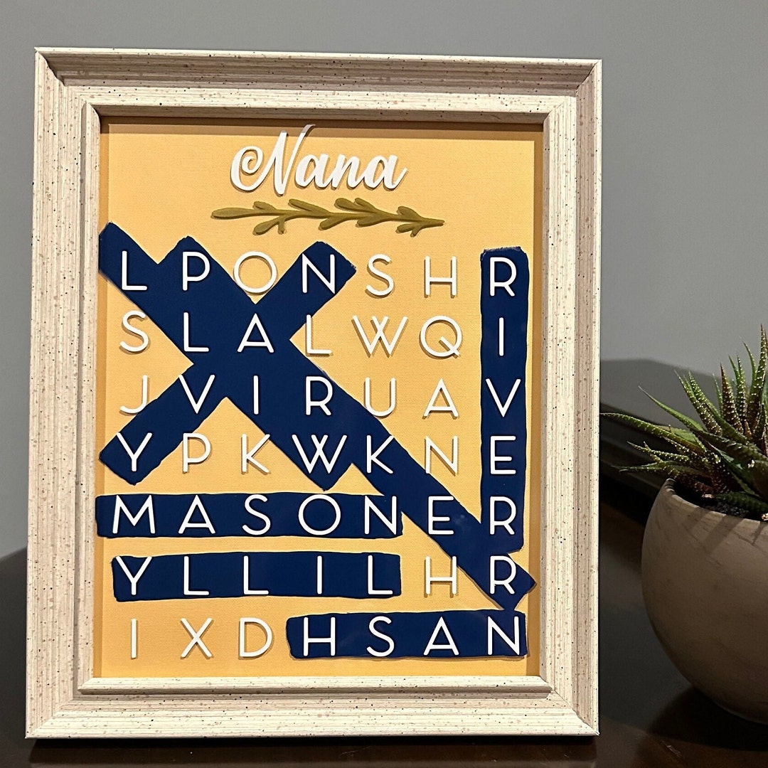 Personalized Word Search Art Unique Gift Customized Word Search Family ...