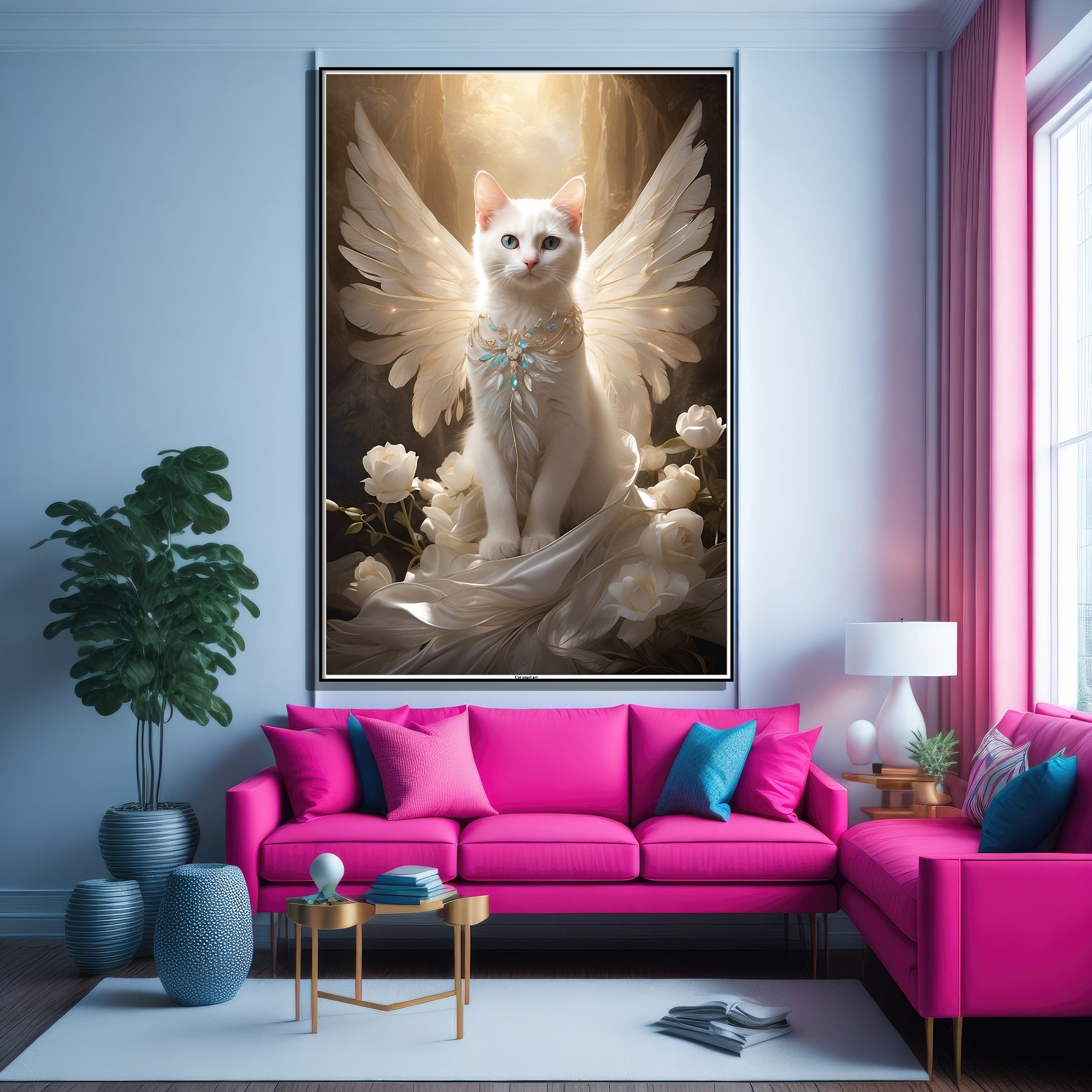 Celestial Companion: Angel Cat Digital Art Print Bundle Christmas Gift ...