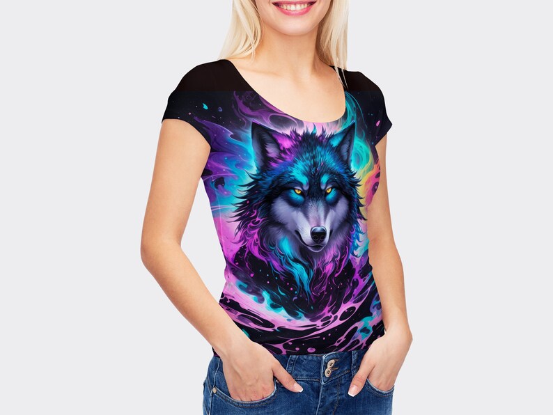 Vibrant Abstract Centered Wolf Art Print With Colorful Gradients ...