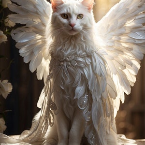 Celestial Companion: Angel Cat Digital Art Print Bundle Christmas Gift ...