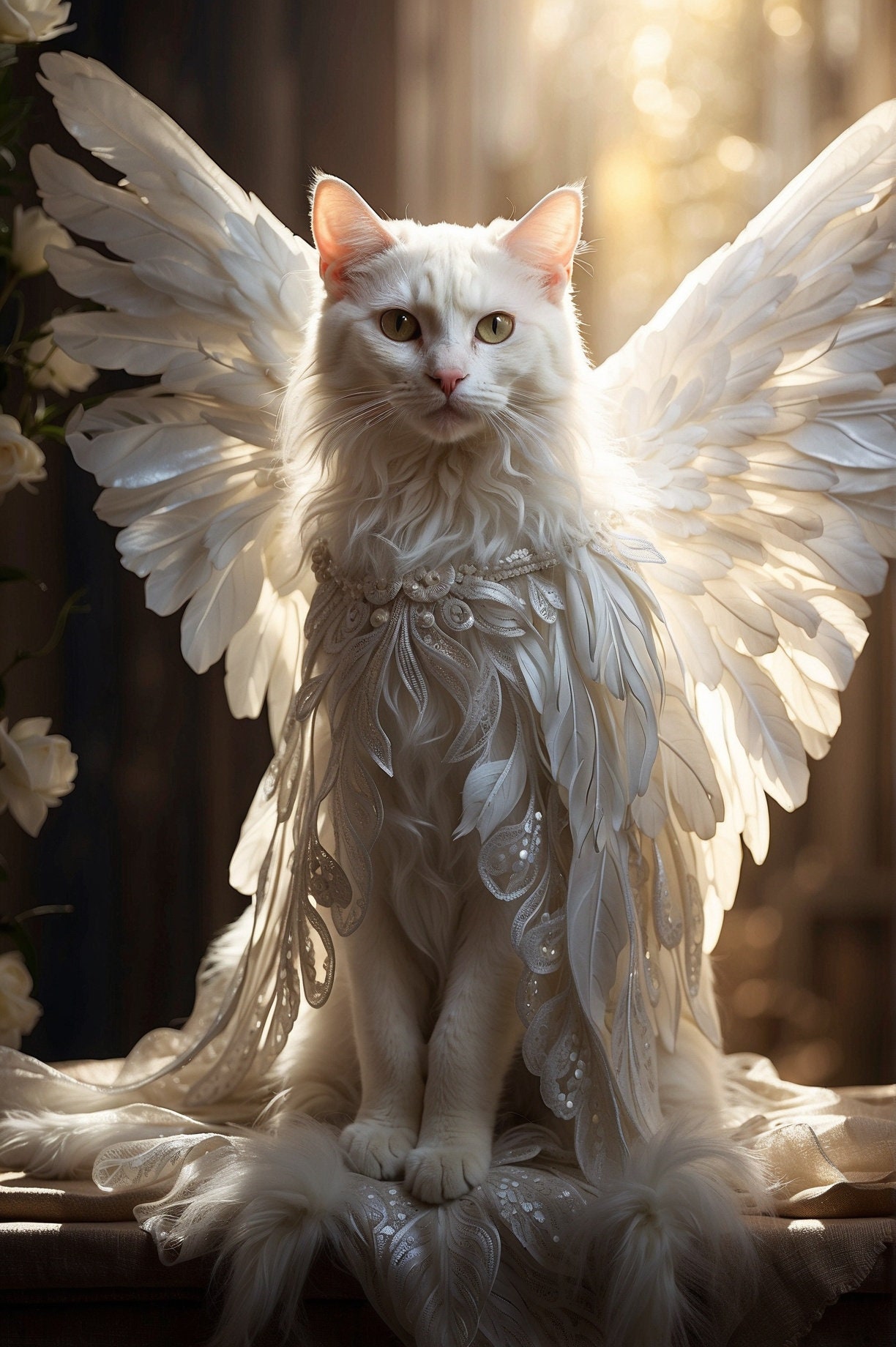 Celestial Companion: Angel Cat Digital Art Print Bundle Christmas Gift ...