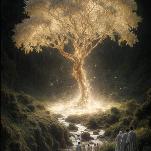 Biblical Art of Eden, Tree of Life Digital Illustration Spiritual Gift ...