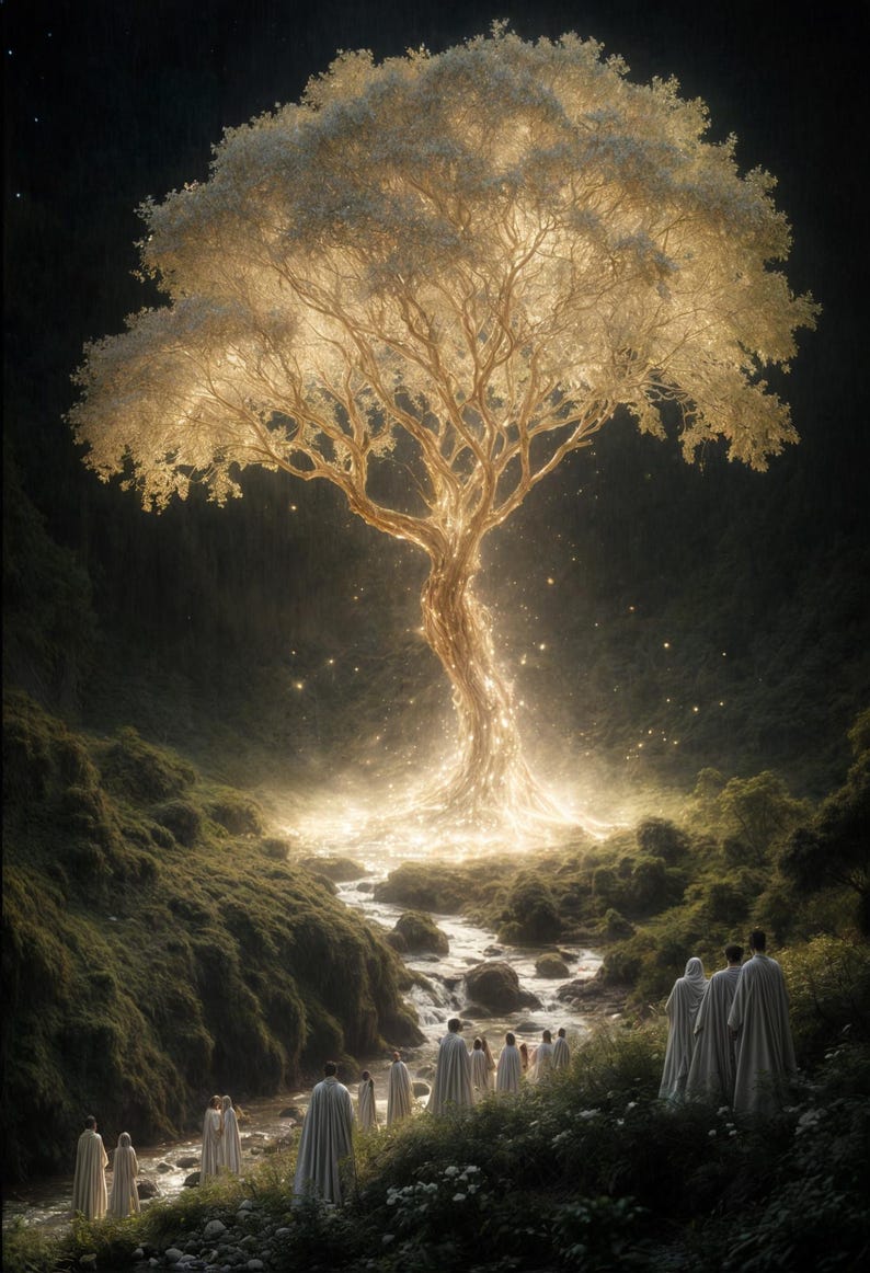 Biblical Art of Eden, Tree of Life Digital Illustration Spiritual Gift ...