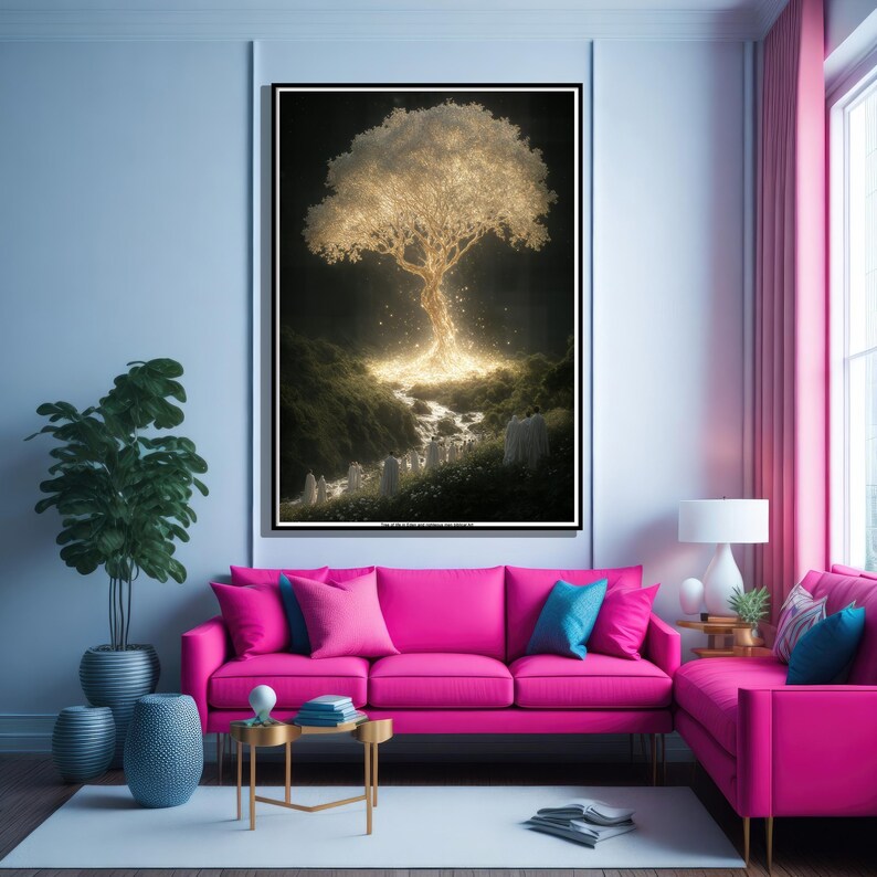Biblical Art of Eden, Tree of Life Digital Illustration Spiritual Gift ...