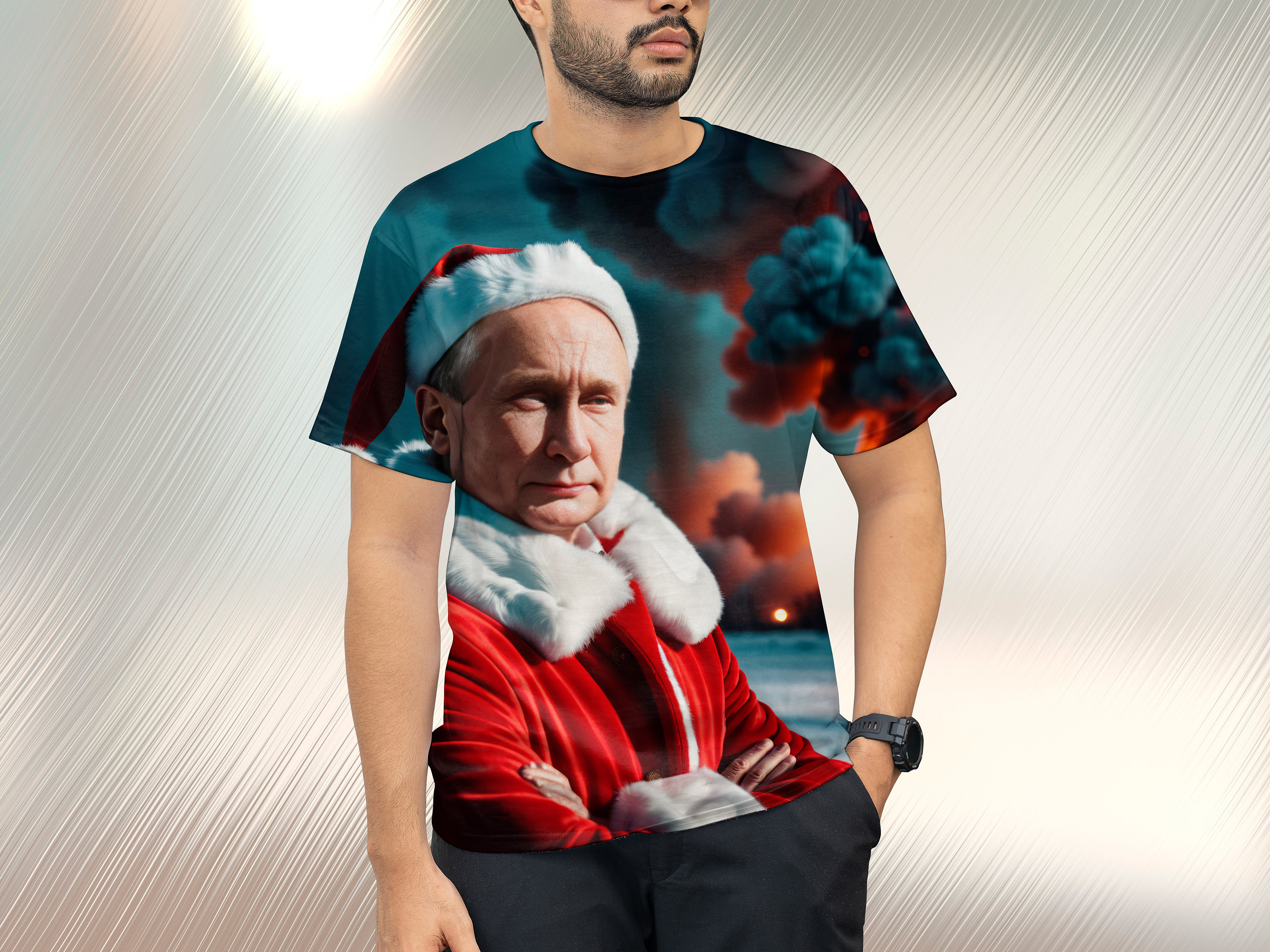 Putin Santa Claus Collage Art Style Funny New Year's Collage Art ...