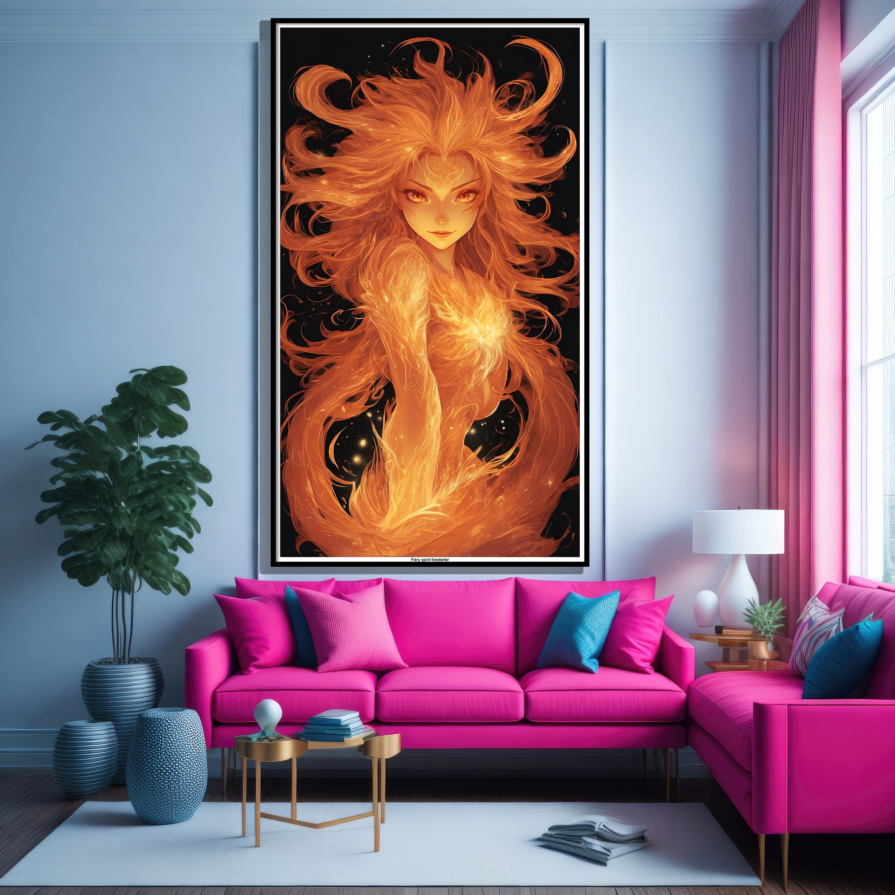 Fiery Spirit Firestarter, Cartoon Art, Colorful Colors-art, Print ...