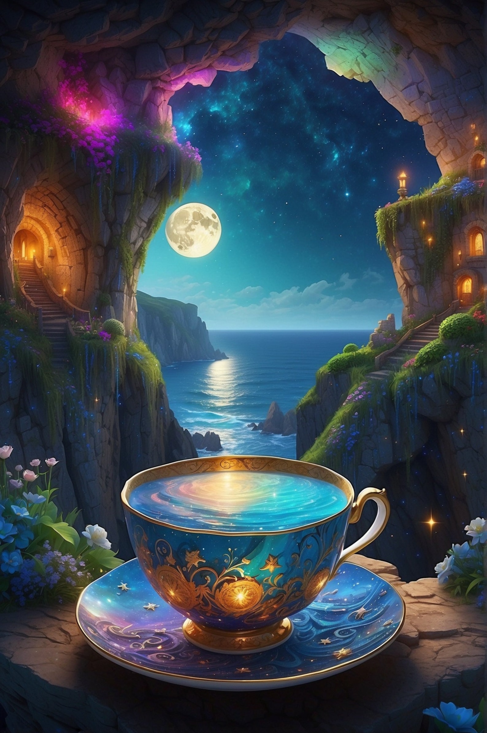Surrealism Fantasy Concept Art Featuring a Triadic Colored Stars Float ...