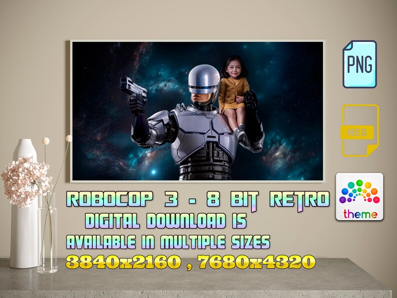 Robocop 3 8 Bit Retro Gaming Poster Samsung Frame TV Art Nostalgic ...