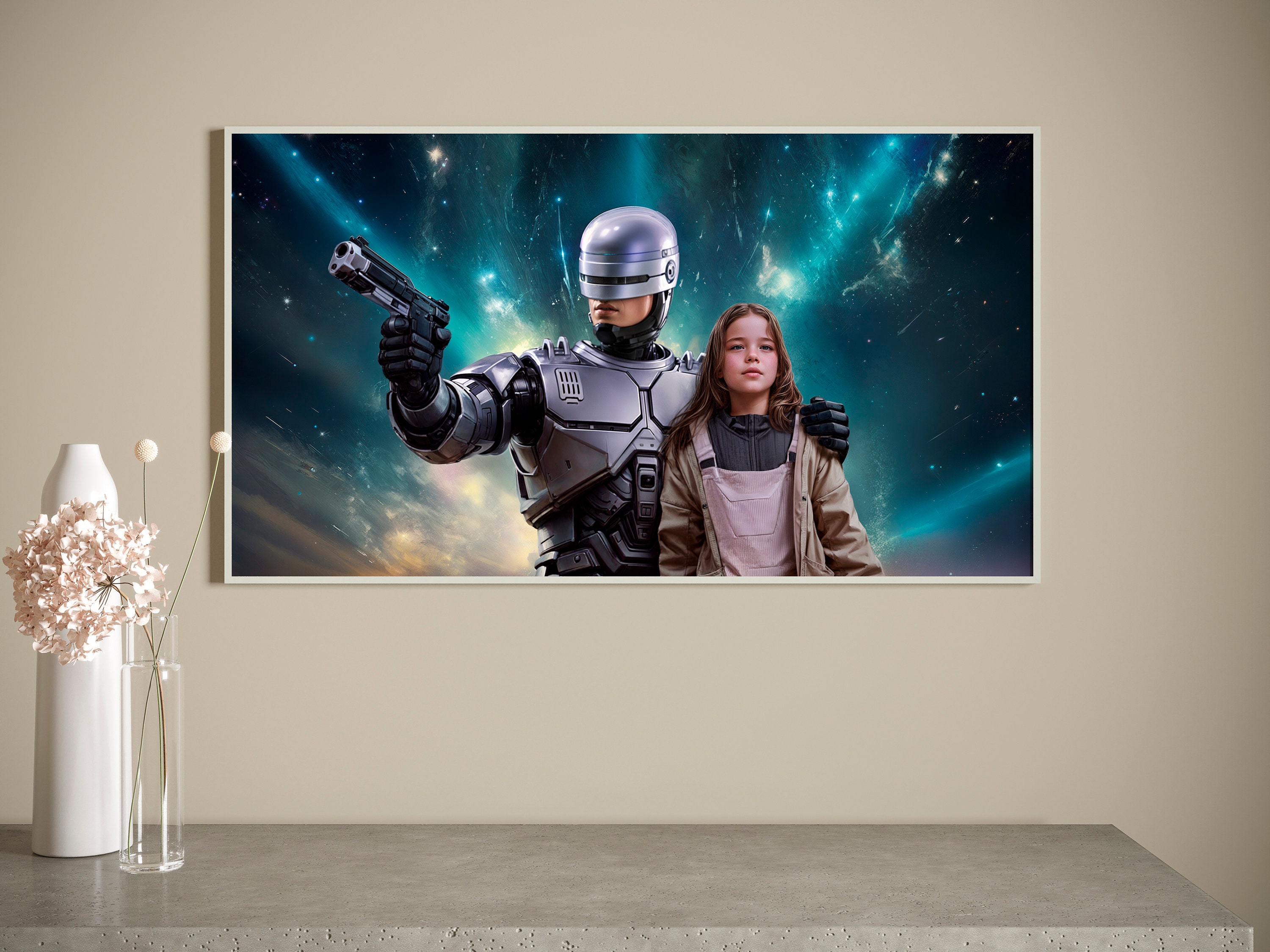 Robocop 1987 Alex Murphy Rescued Girl Poster Print,cyberpunk Sci-fi Art ...