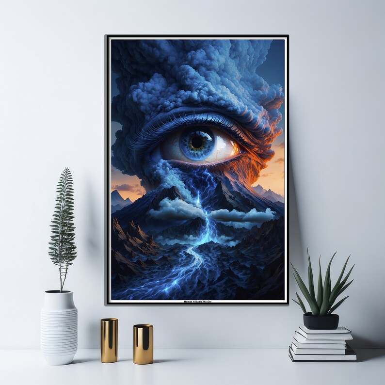 Dreamy Surrealism Blue Lava Defines Human Volcanic Sky Eye | Surrealist ...