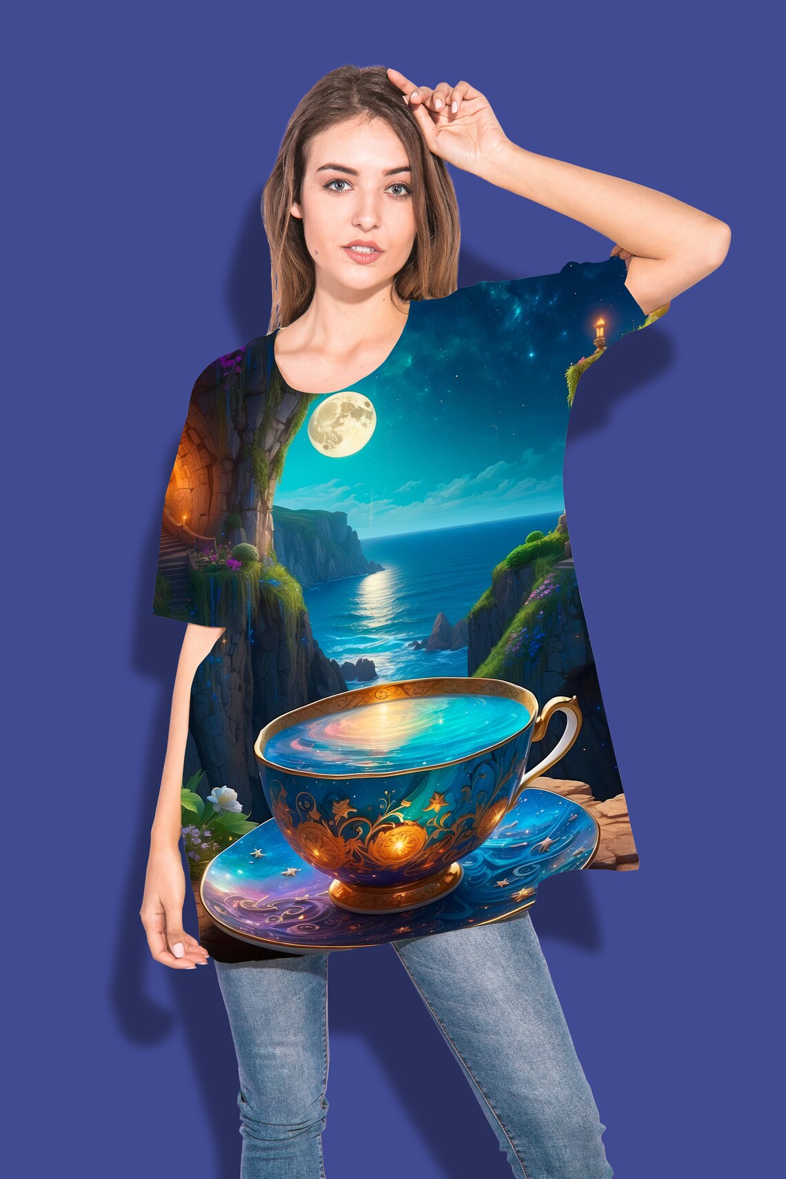 Surrealism Fantasy Concept Art Featuring a Triadic Colored Stars Float ...