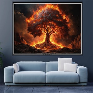 Moses and the Burning Bush Bible Art | Spiritual Illustration | Flaming ...