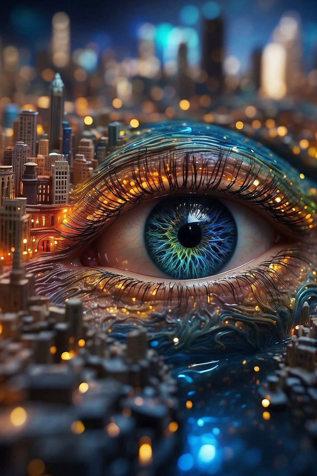 Hidden Metropolis Aglow Unveiling the Iris's Nebula Celestial Realm ...