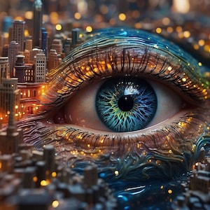 Hidden Metropolis Aglow Unveiling the Iris's Nebula Celestial Realm ...