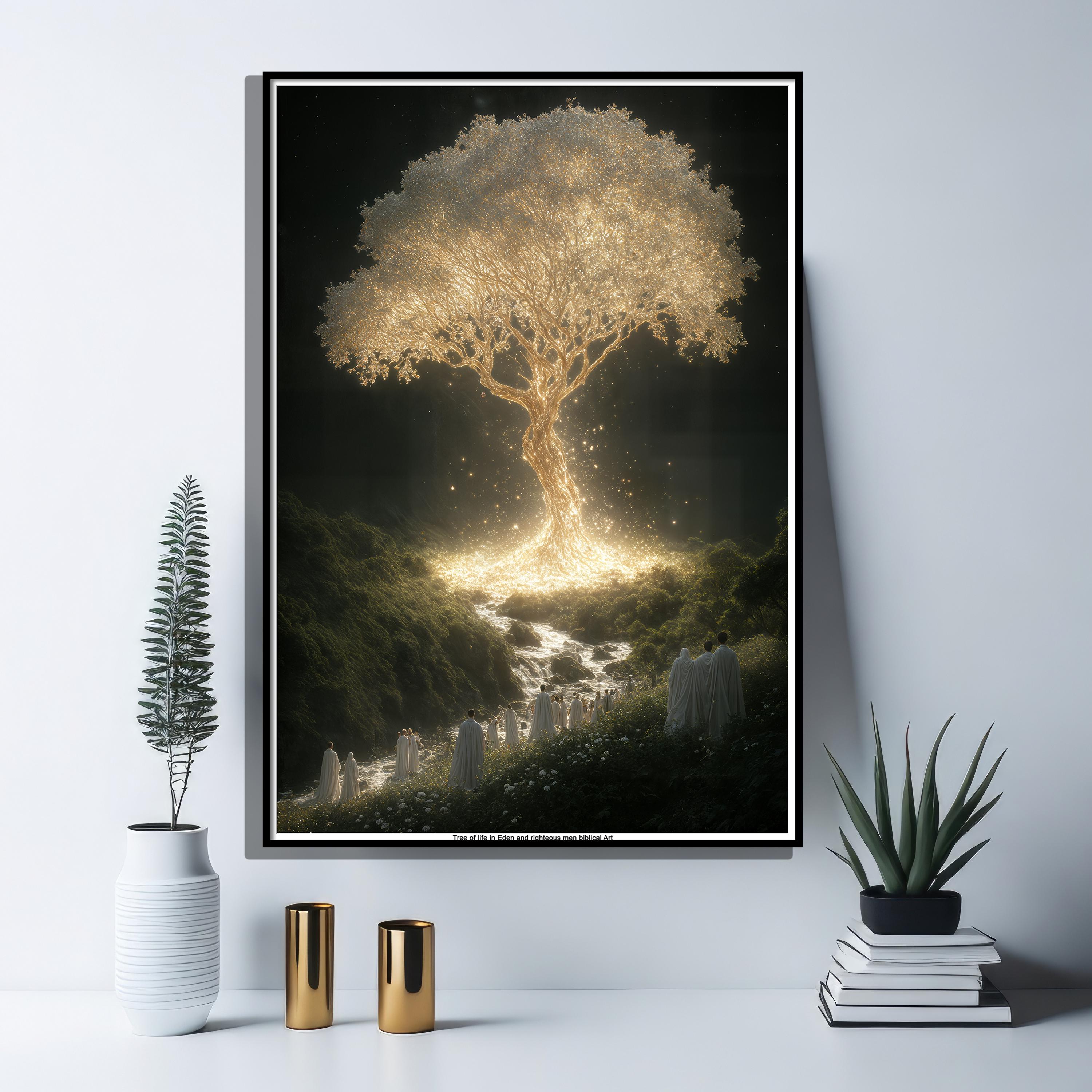 Biblical Art of Eden, Tree of Life Digital Illustration Spiritual Gift ...