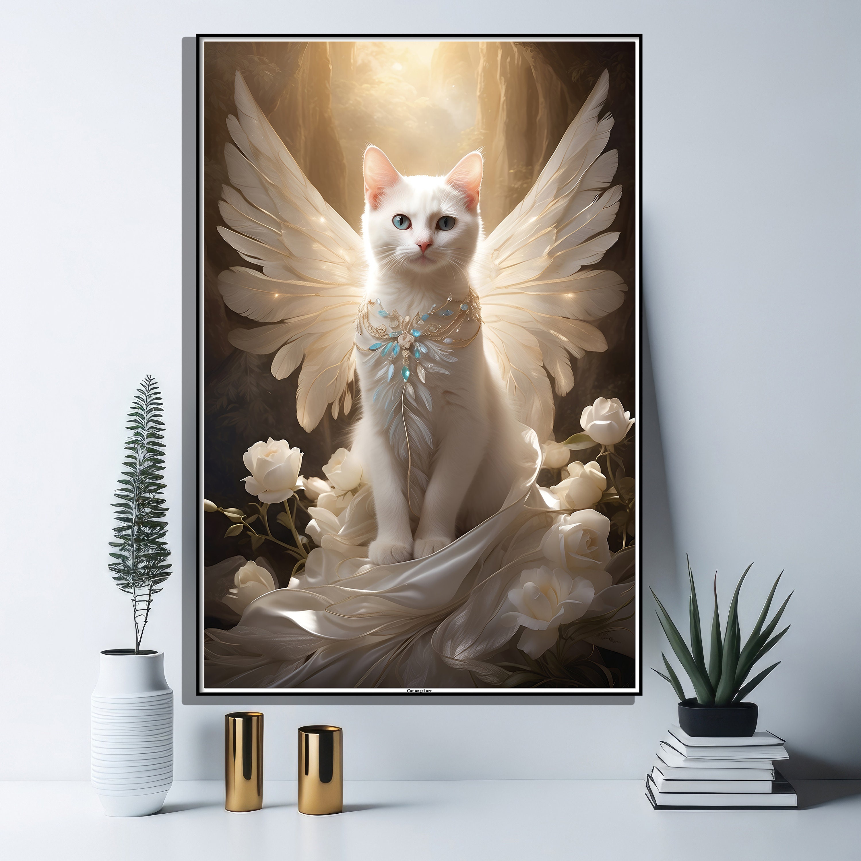 Celestial Companion: Angel Cat Digital Art Print Bundle Christmas Gift ...