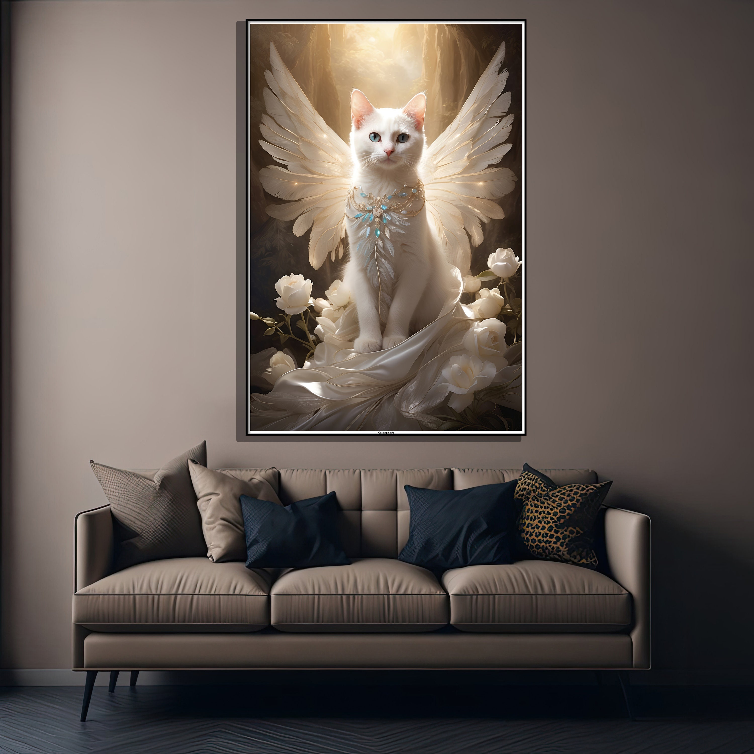 Celestial Companion: Angel Cat Digital Art Print Bundle Christmas Gift ...