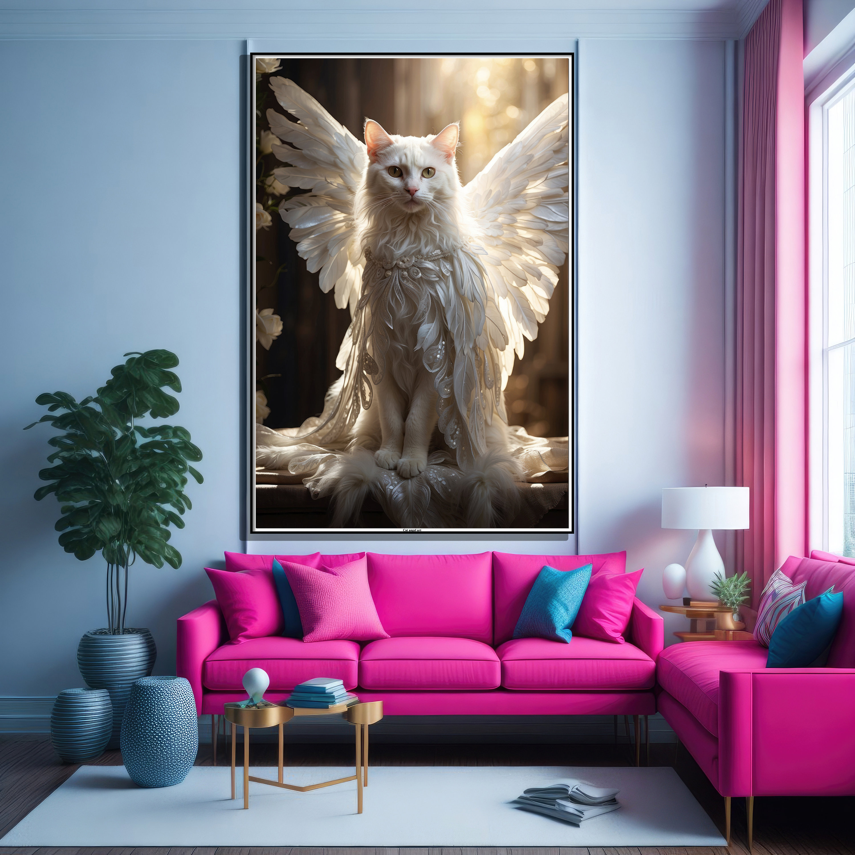 Celestial Companion: Angel Cat Digital Art Print Bundle Christmas Gift ...