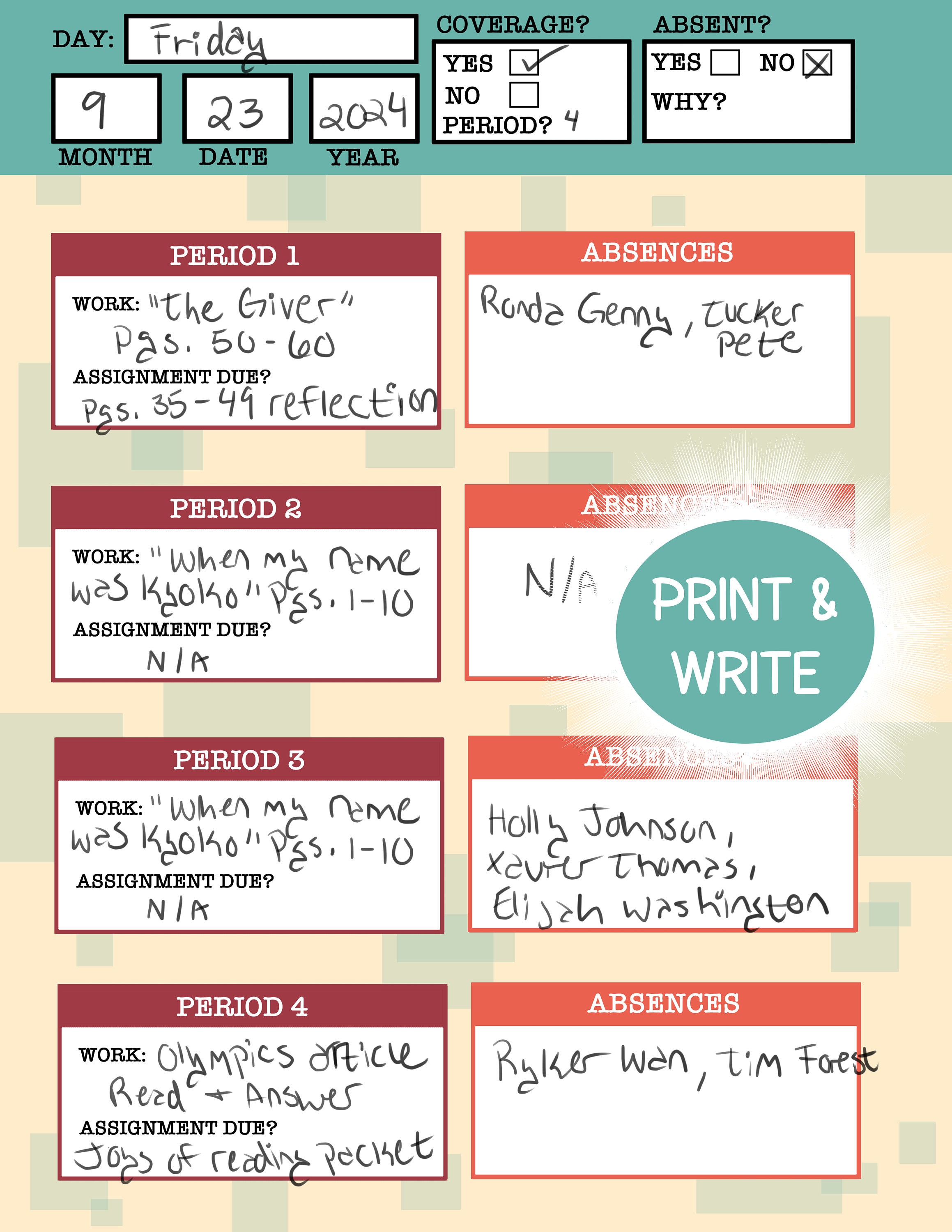 Digital Teacher Planner - Printable, Fill-in, Notebook, Teaching ...